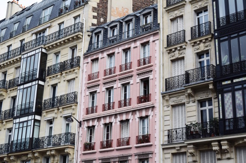 The Famous Pink Apartment Building in Paris